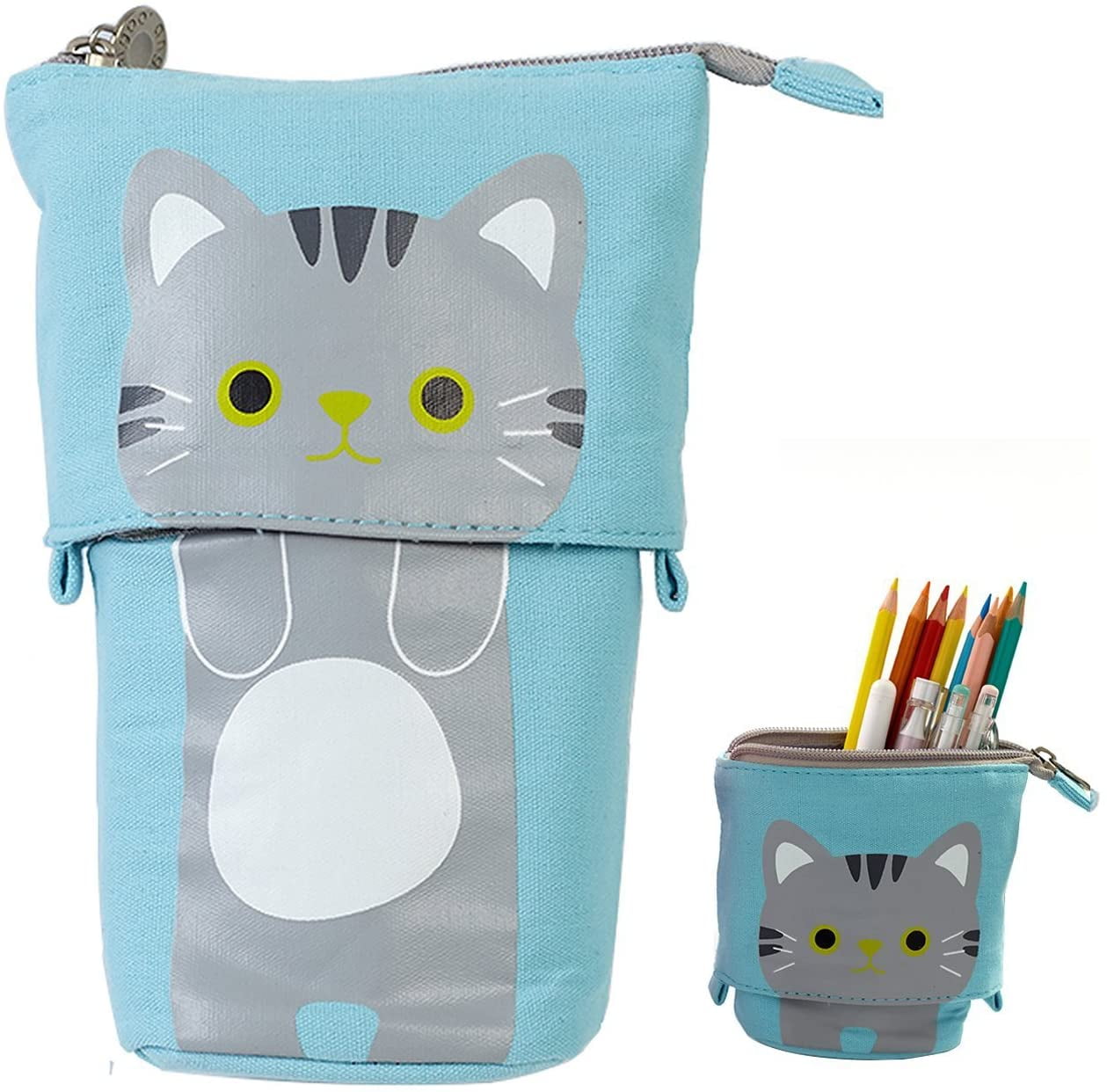 Telescopic Pencil Pouch Standing Pen Holder Cute Pencil Bags Stand Up ...