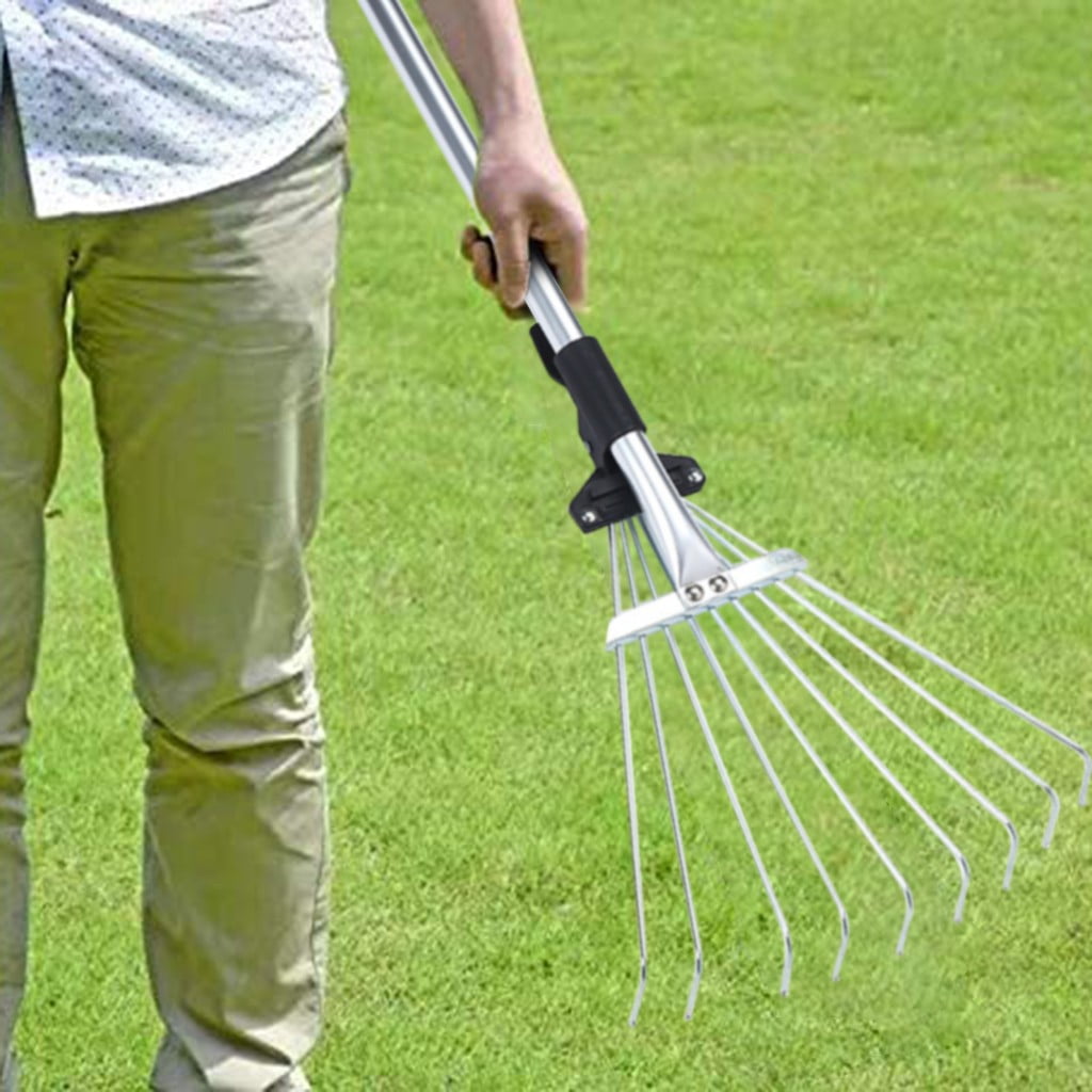 Telescopic Rake Garden Grass Leaf Rake Extendable Garden Metal Hand ...