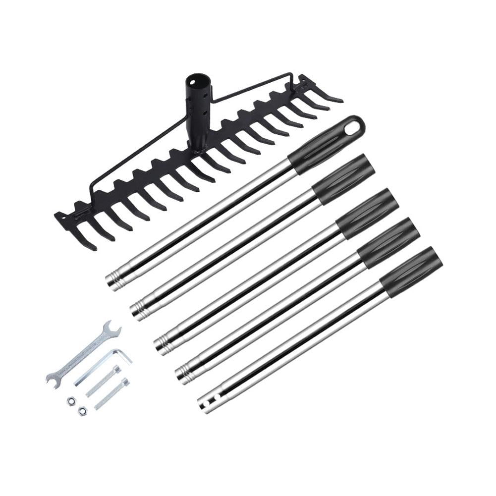 Telescopic Rake with Stainless Handle Steel 17 Prong Metal Head, Heavy ...