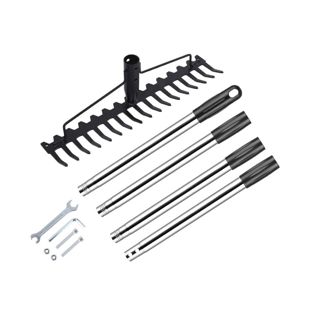 Telescopic Rake with Stainless Handle Steel 17 Prong Metal Head, Heavy ...
