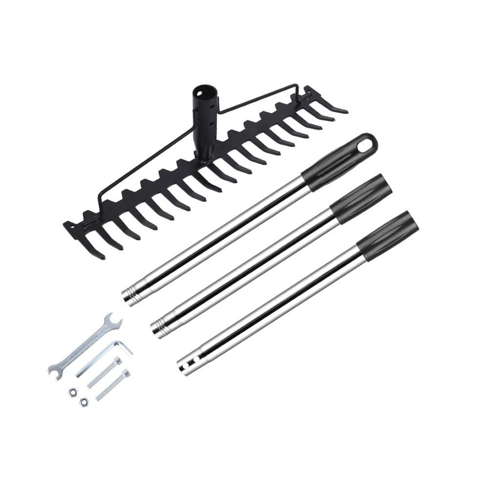 Telescopic Rake with Stainless Handle Steel 17 Prong Metal Head, Heavy ...