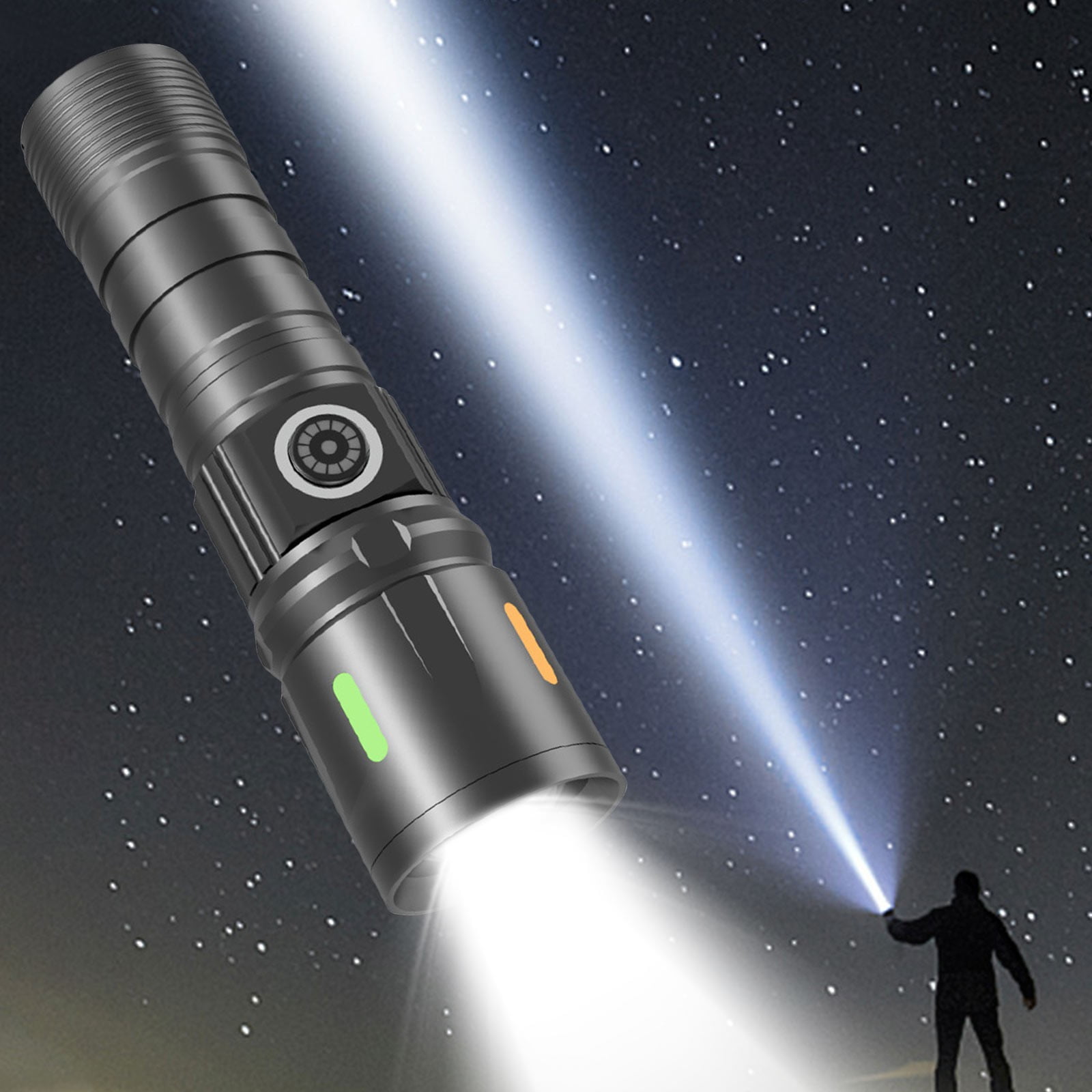 Telescopic Rechargeable Flashlight,Long-Range White Led,Durable Plastic ...