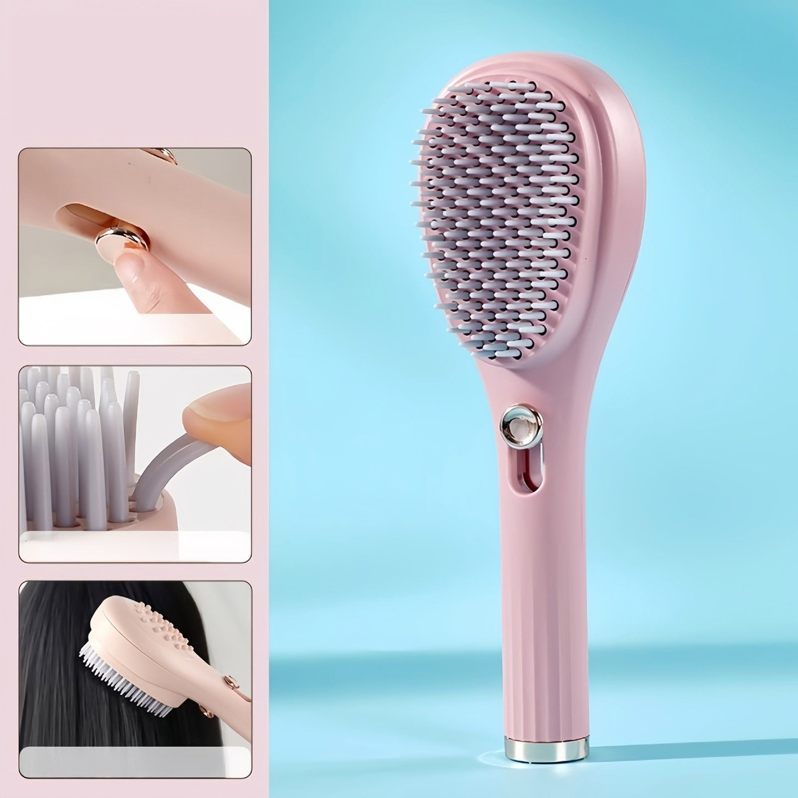 Telescopic Self Cleaning Hair Brush One Click Massage Comb Scalp ...