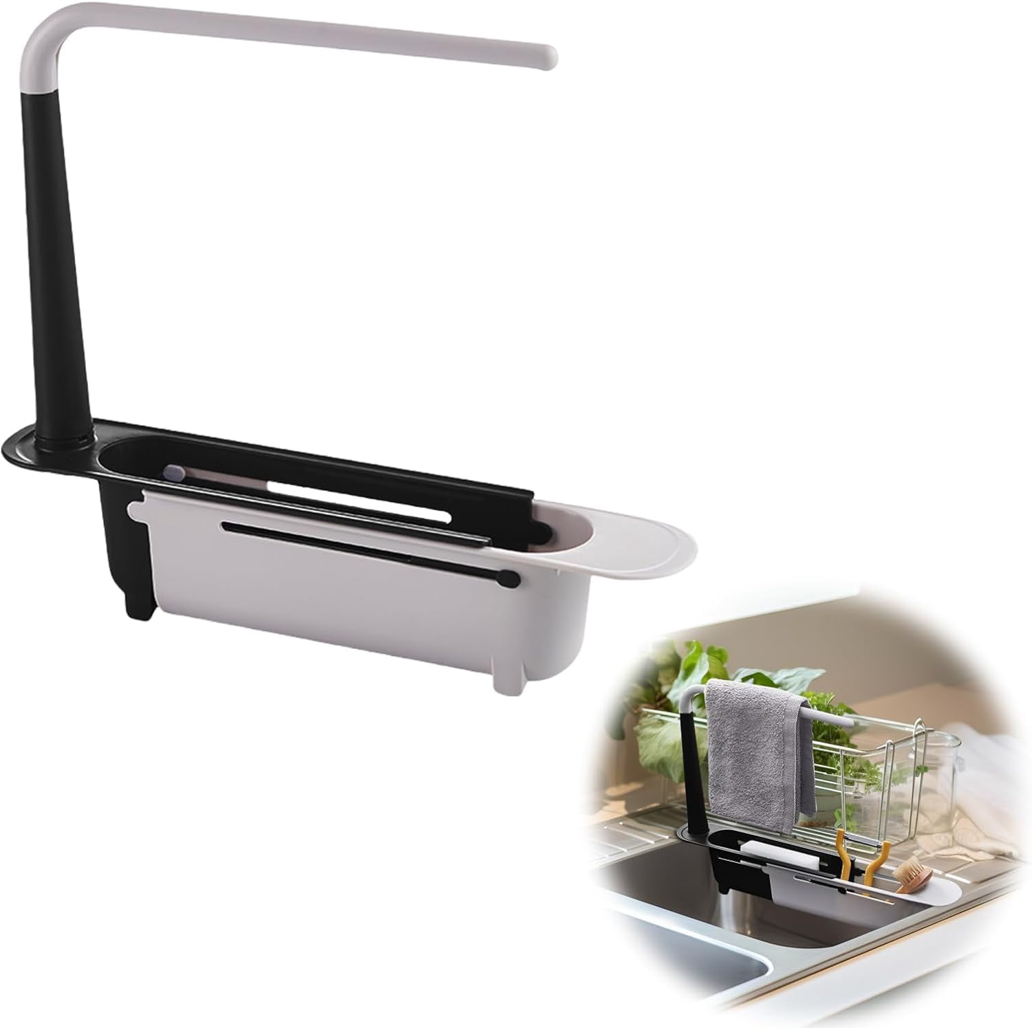 Telescopic Sink Organizer, Narrow Telescopic Sink Drainer, Sink ...