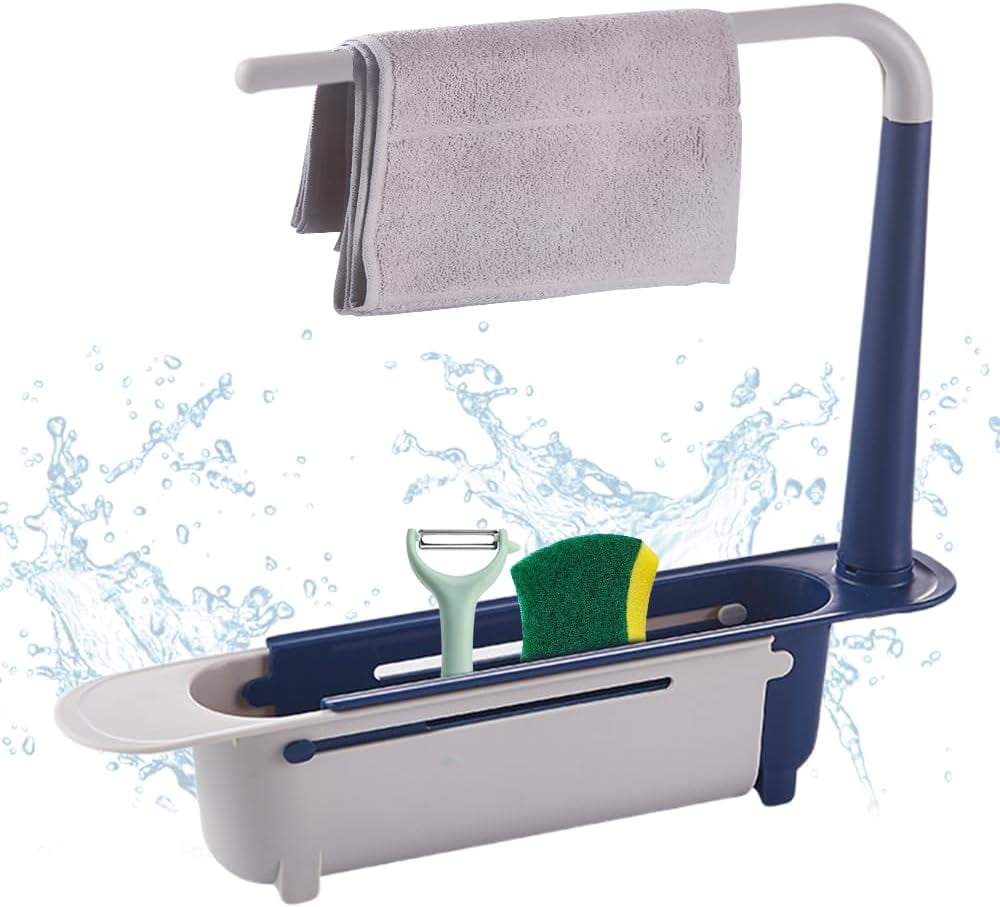Telescopic Sink Storage Rack Adjustable - Expandable Sink Caddy Sponge ...