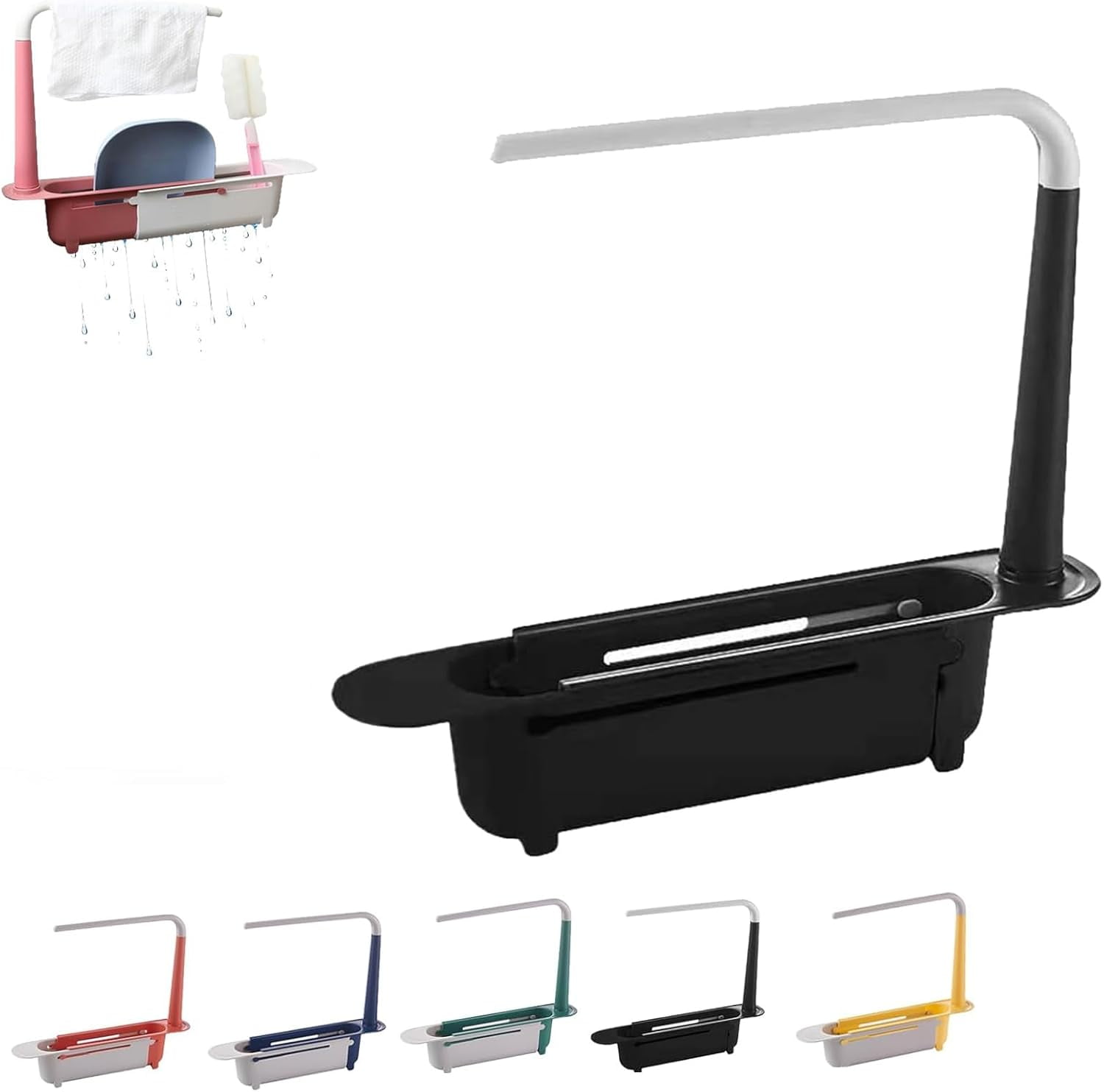 Telescopic Sink Storage Rack, Telescopic 2-in-1 Sink Storage Rack ...