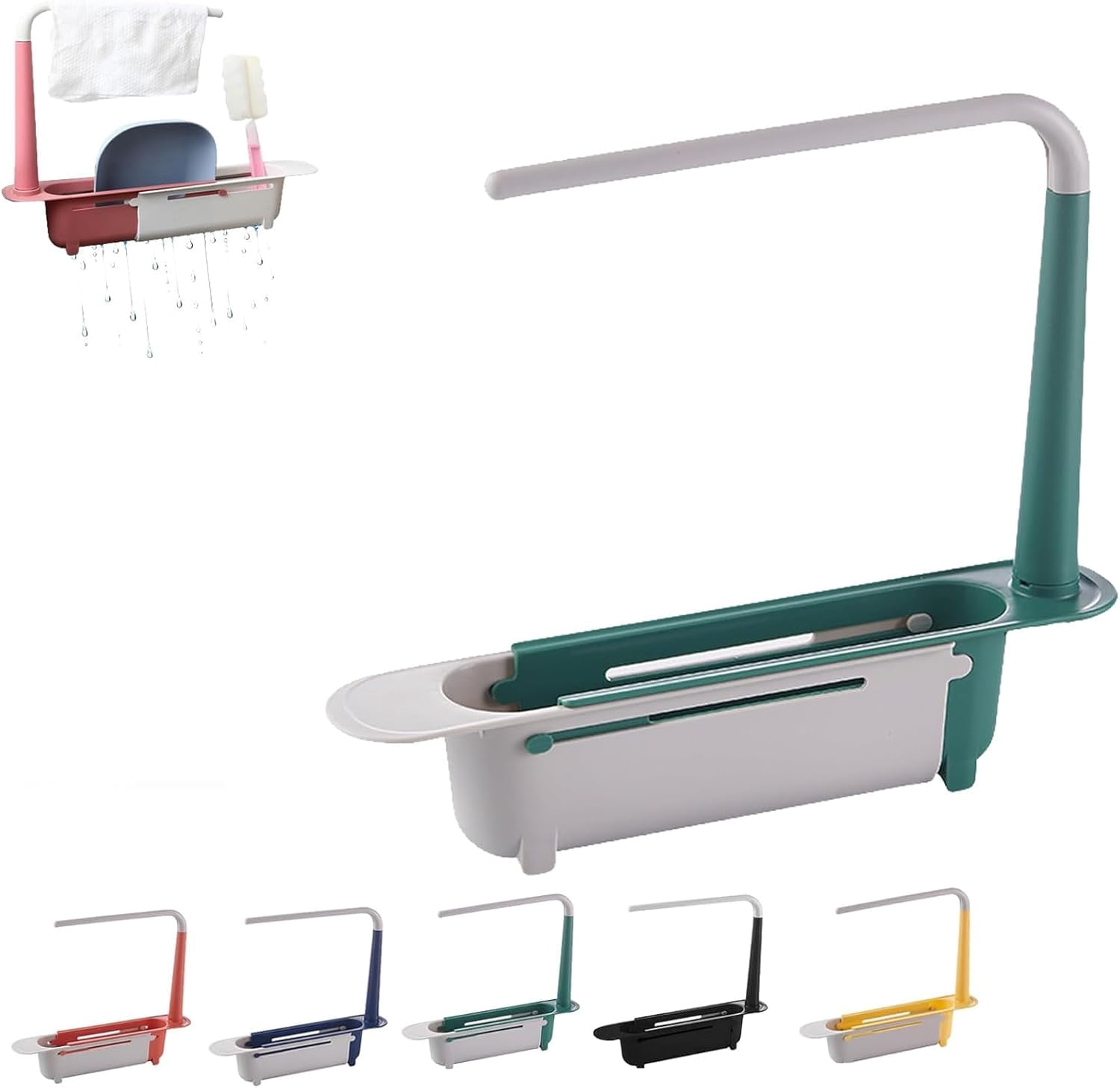 Telescopic Sink Storage Rack, Telescopic 2-in-1 Sink Storage Rack ...