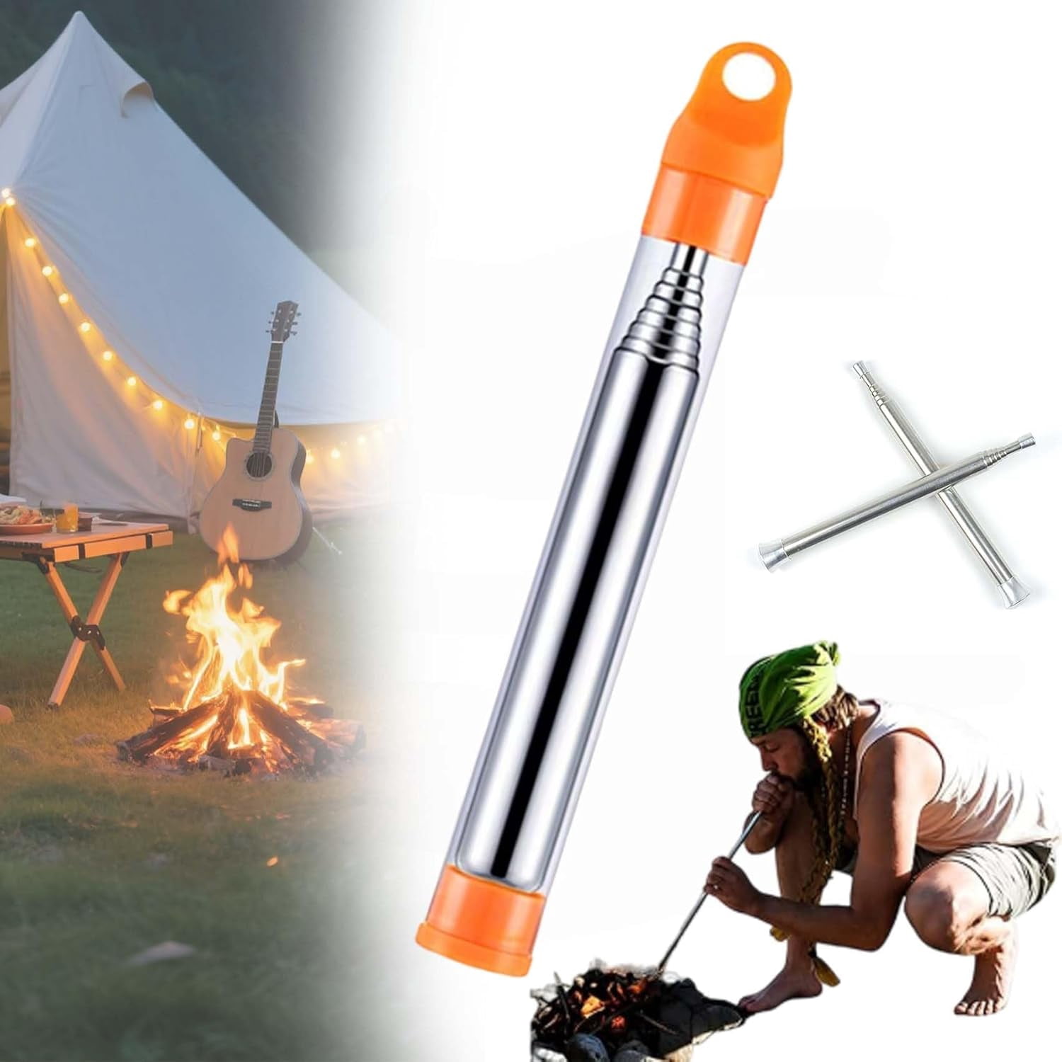 Telescopic Stainless Steel Blow Fire Tube, Portable Pocket Fire Starter ...
