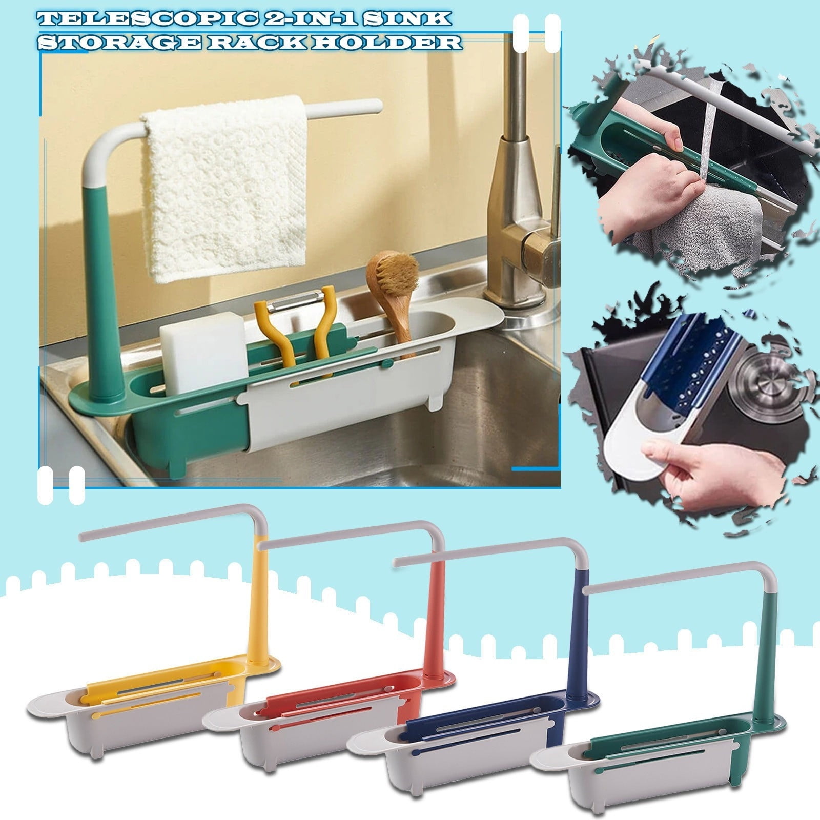 Telescopic Storage Rack 2025 New Upgrade Adjustable Storage Organizer ...