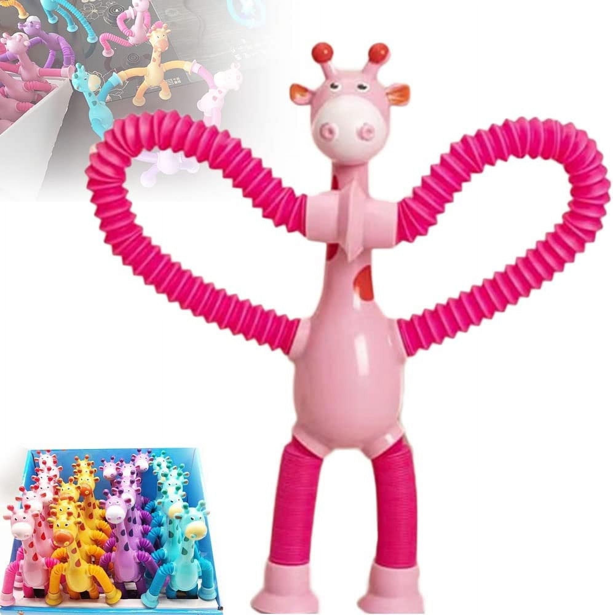 Telescopic Suction Cup Giraffe Toy-Animal Pop Tubes Fidget Toy for Boys ...
