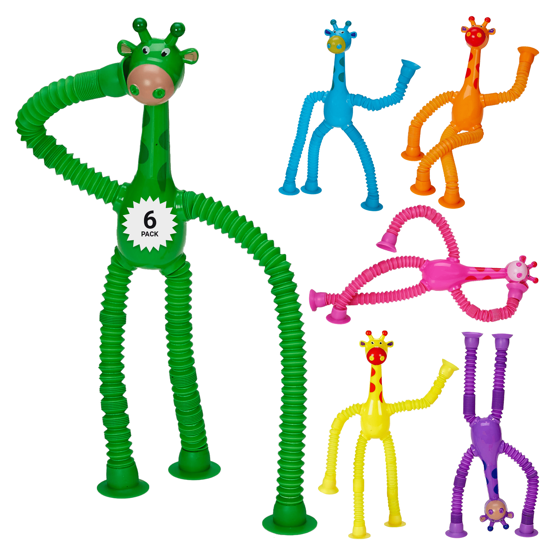 Telescopic Suction Cup Giraffe Toys 6-PACK Shape Changing Educational ...