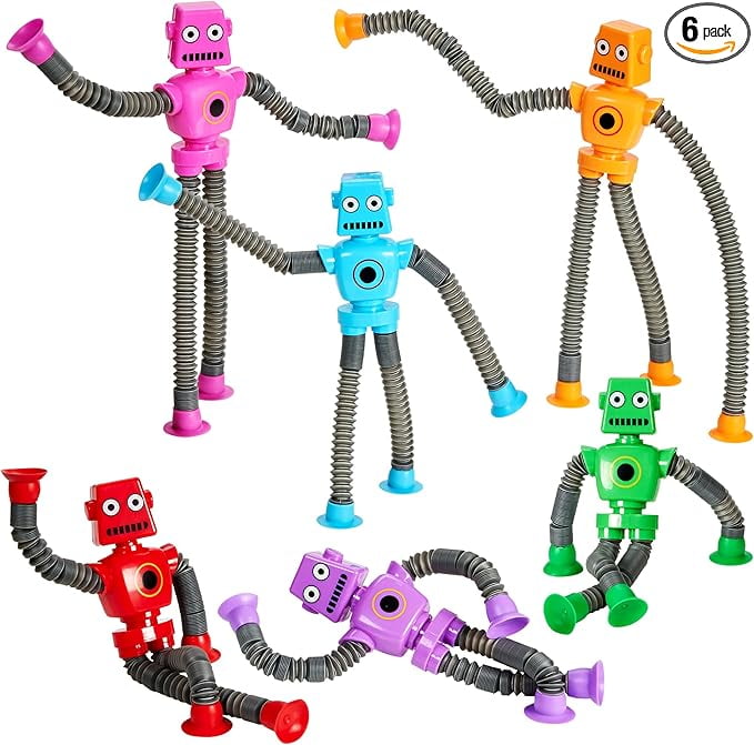 Telescopic Suction Cup Robot Toys 6-PACK Shape Changing Educational ...