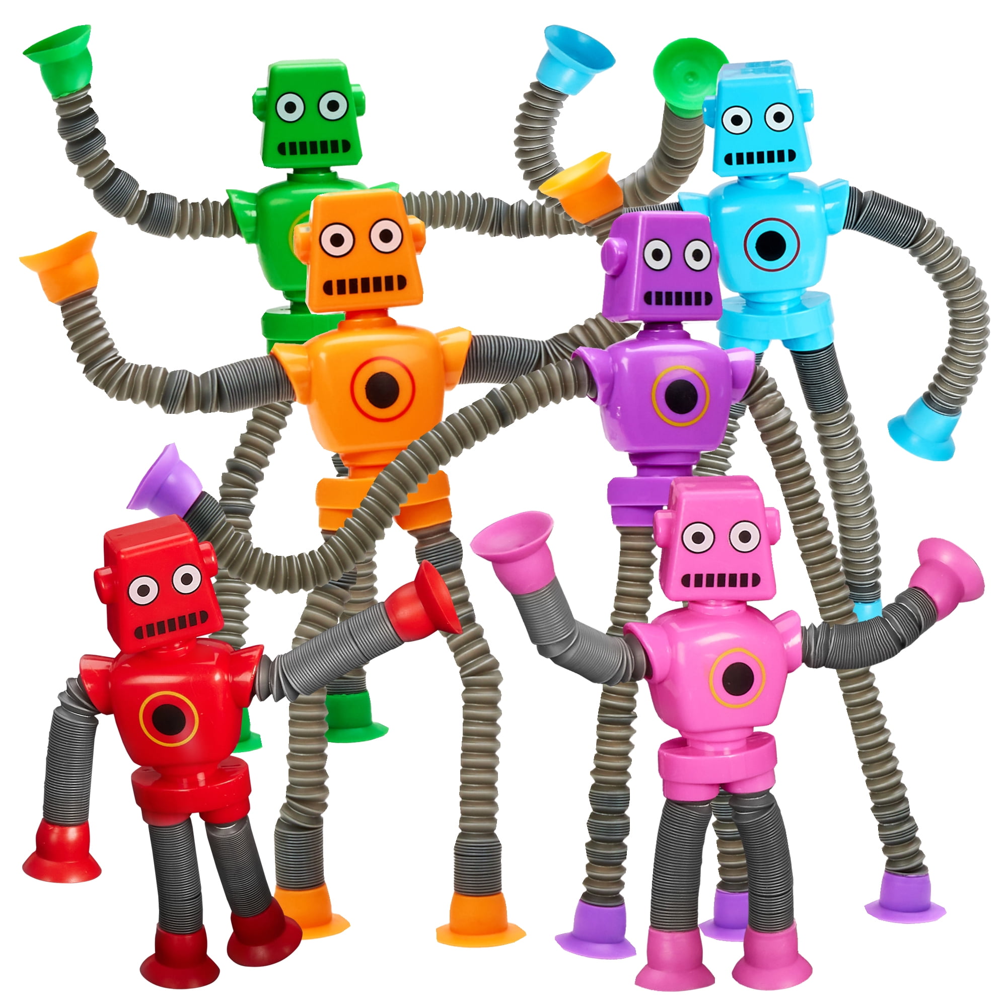 Telescopic Suction Cup Robot Toys 6-Pack Shape Changing Educational ...