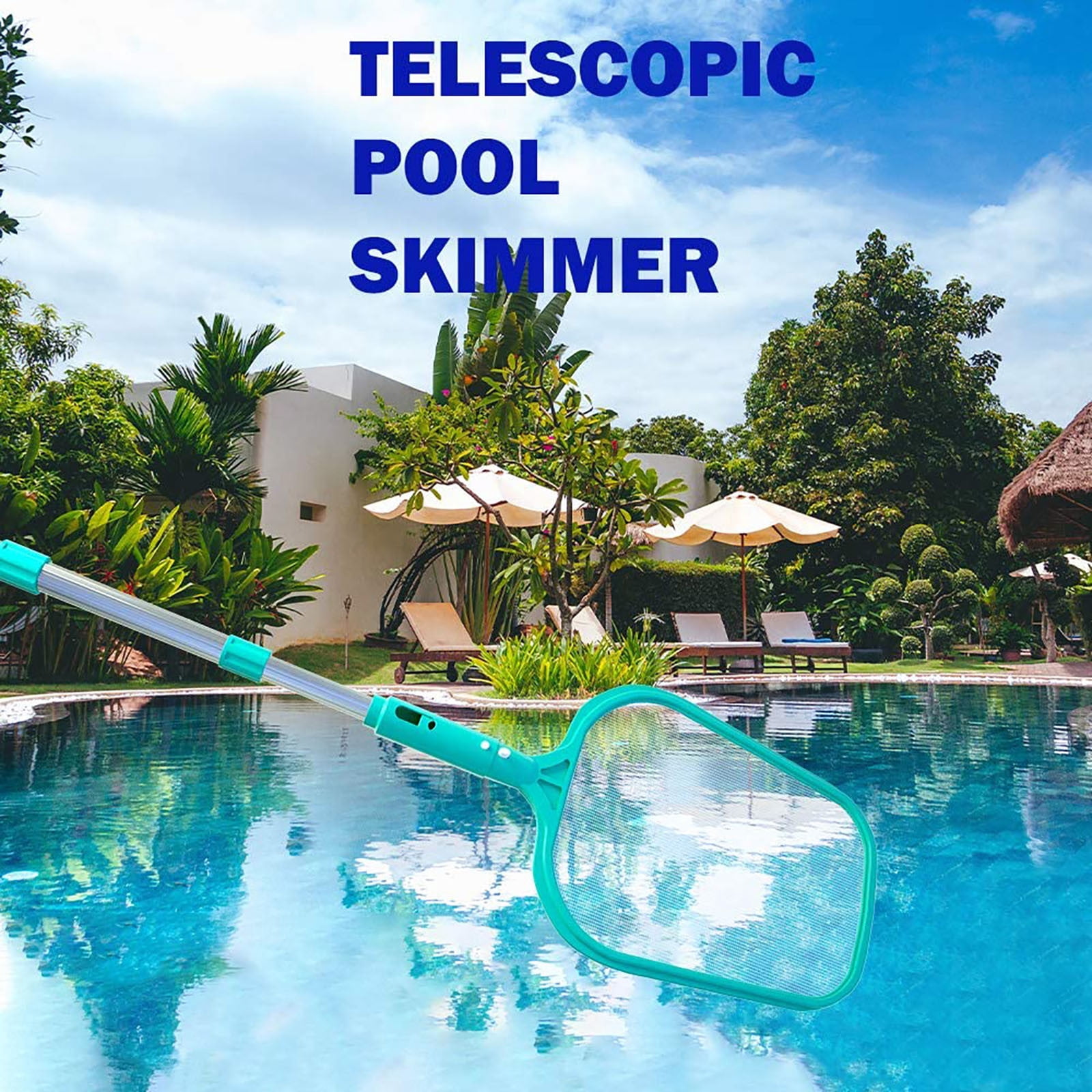 Telescopic Swimming Pool Skimmer Net Leaf Rake with Extendable Pole for ...