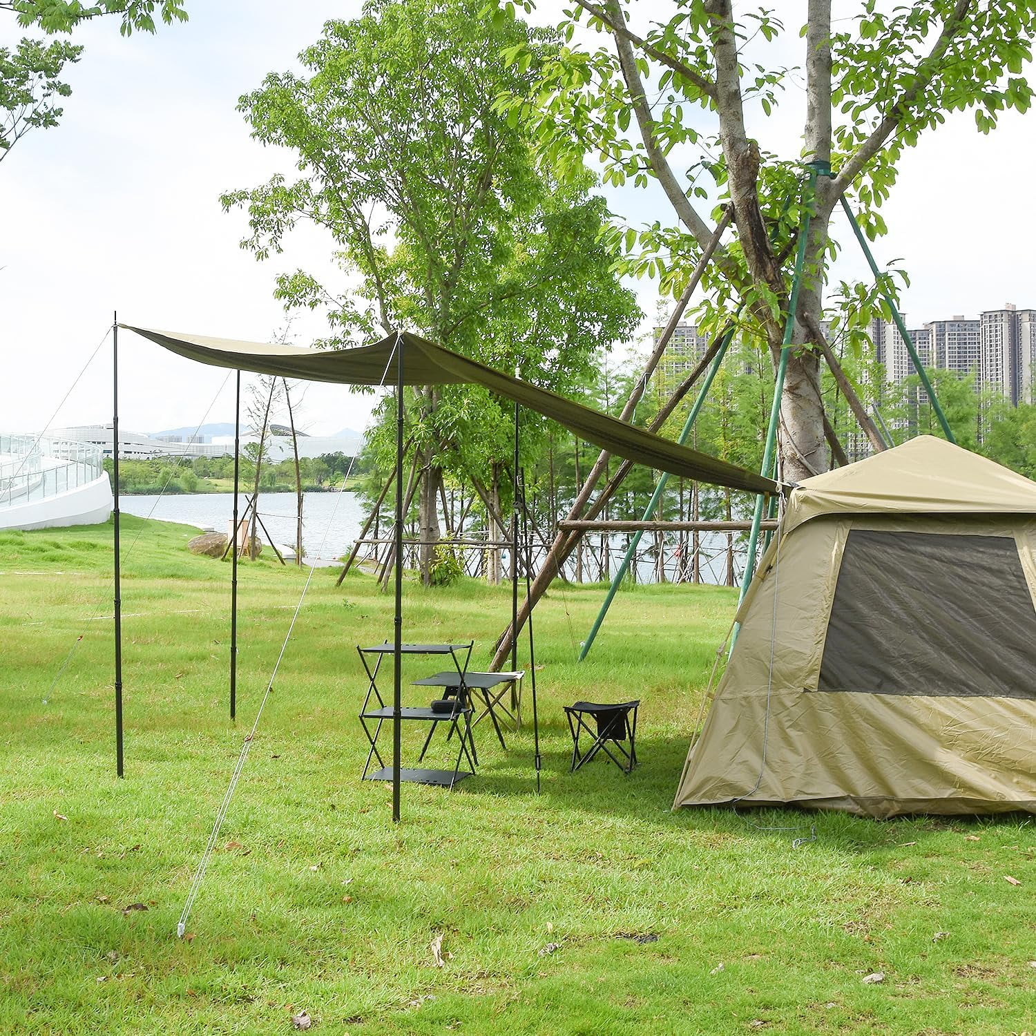 Telescopic Tarp Poles, Canopy Adjustable Carbon Fiber Poles Set of 2 ...