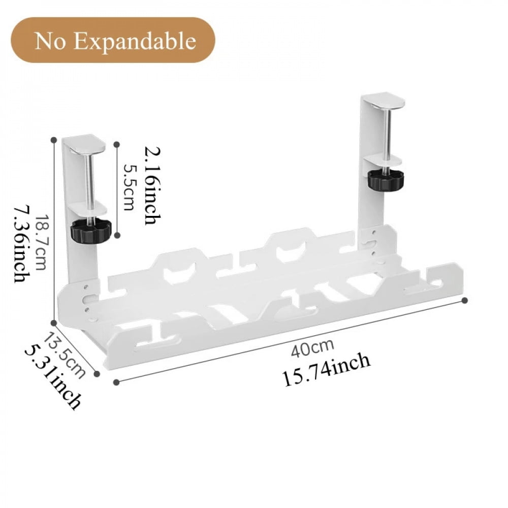 Telescopic Under Table Storage Rack Metal Cable Management Tray Home ...