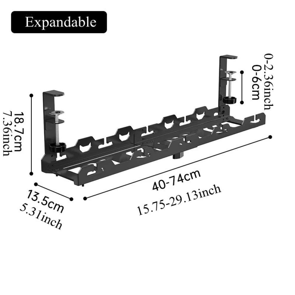 Telescopic Under Table Storage Rack Metal Cable Management Tray Home ...