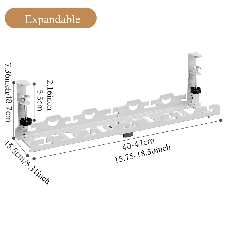 Telescopic Under Table Storage Rack Metal Cable Management Tray Home ...