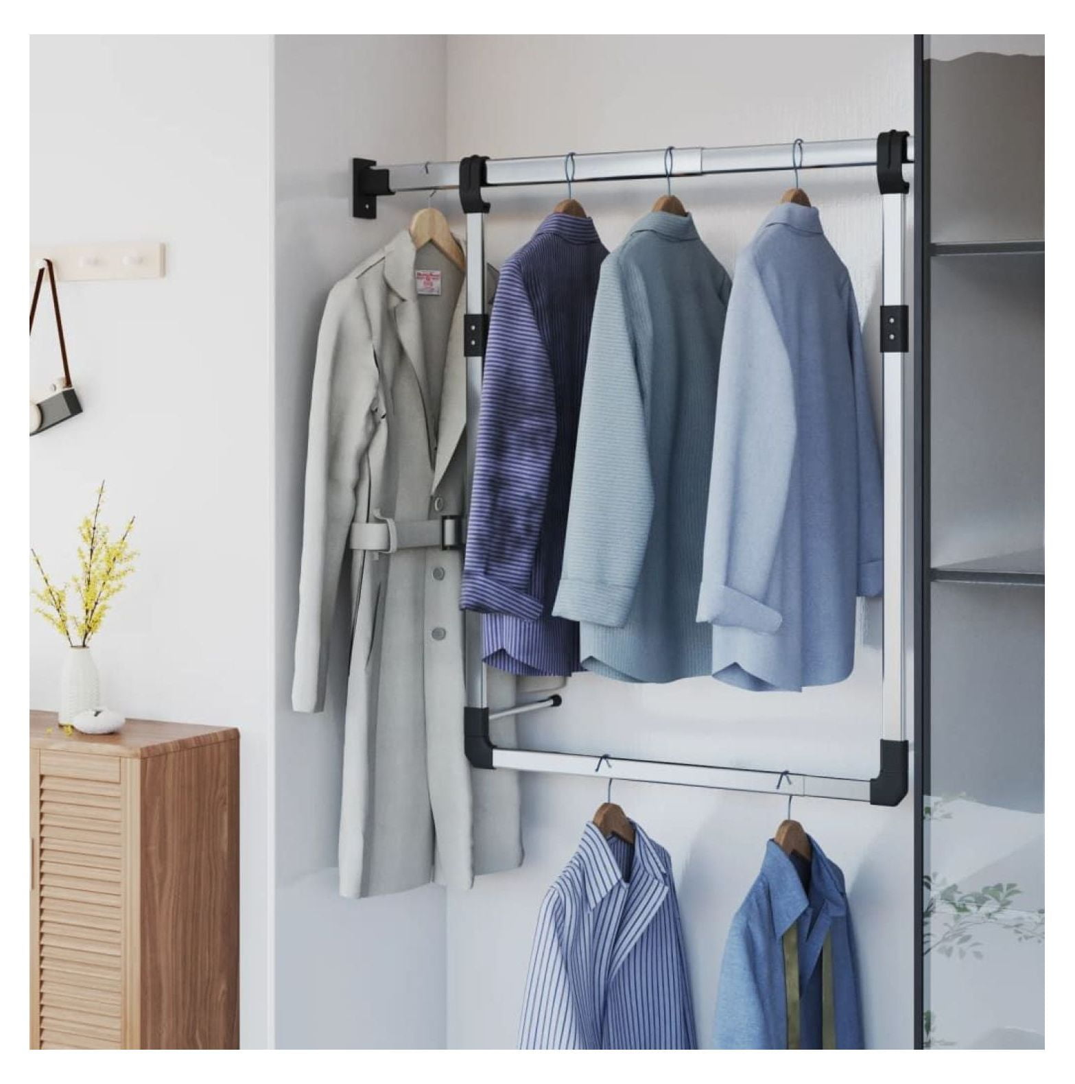 Telescopic Wardrobe Hanging Rail Silver - Walmart.com