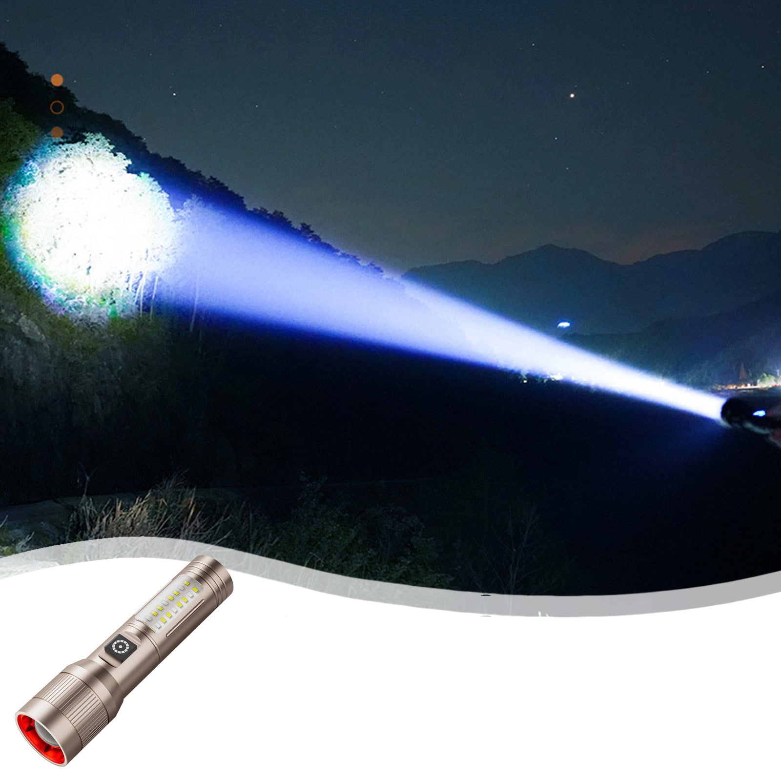 Telescopic Zoom Flashlight, Portable Emergency Light, 300-Lumen Output ...
