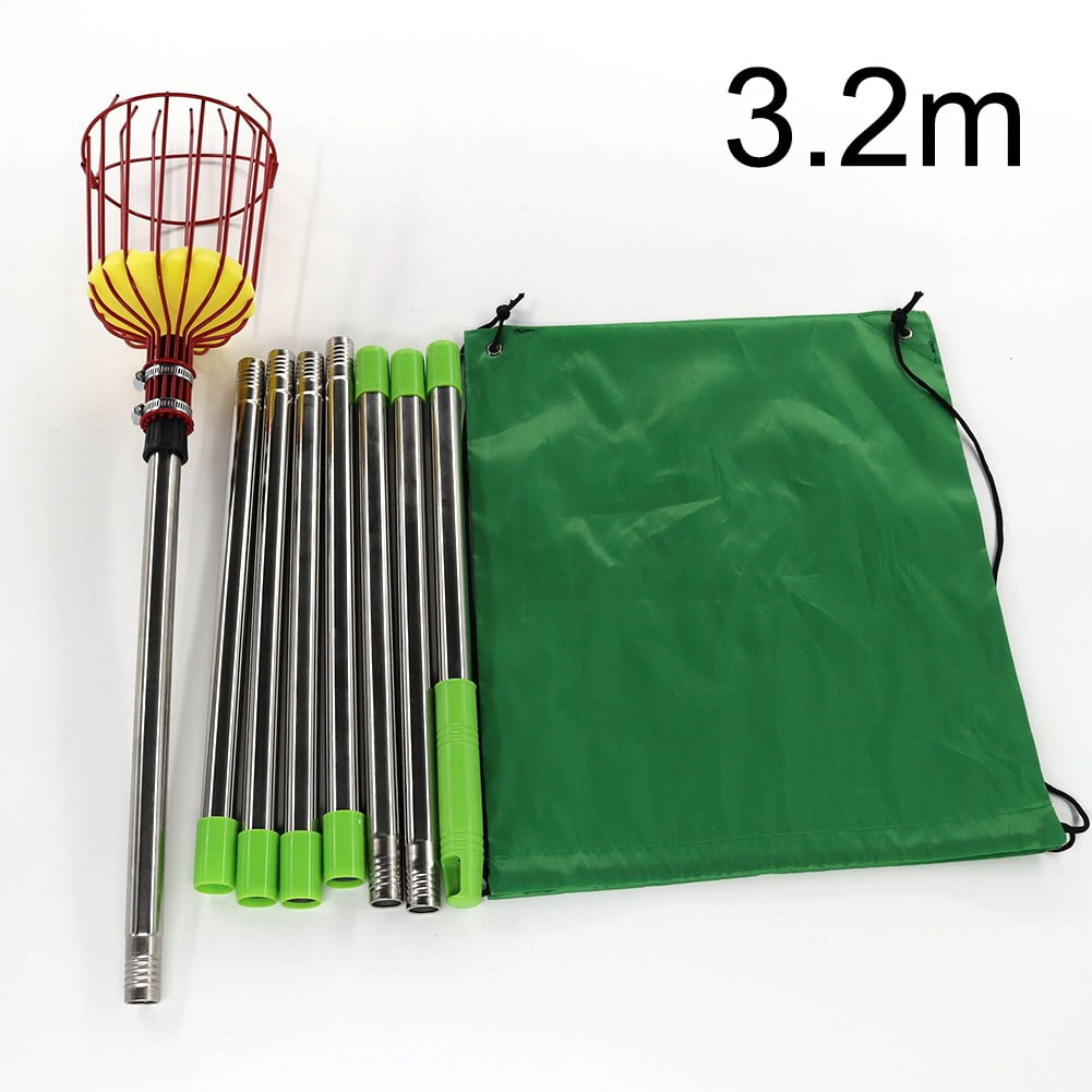 Telescopic fruit picker with stainless steel pole, basket and cloth bag ...