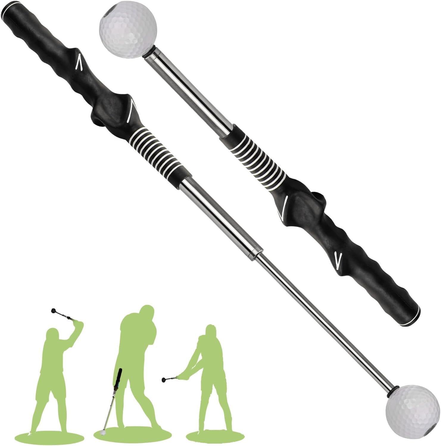 Telescopic golf club, golf grip trainer and swing trainer, for warm-up ...