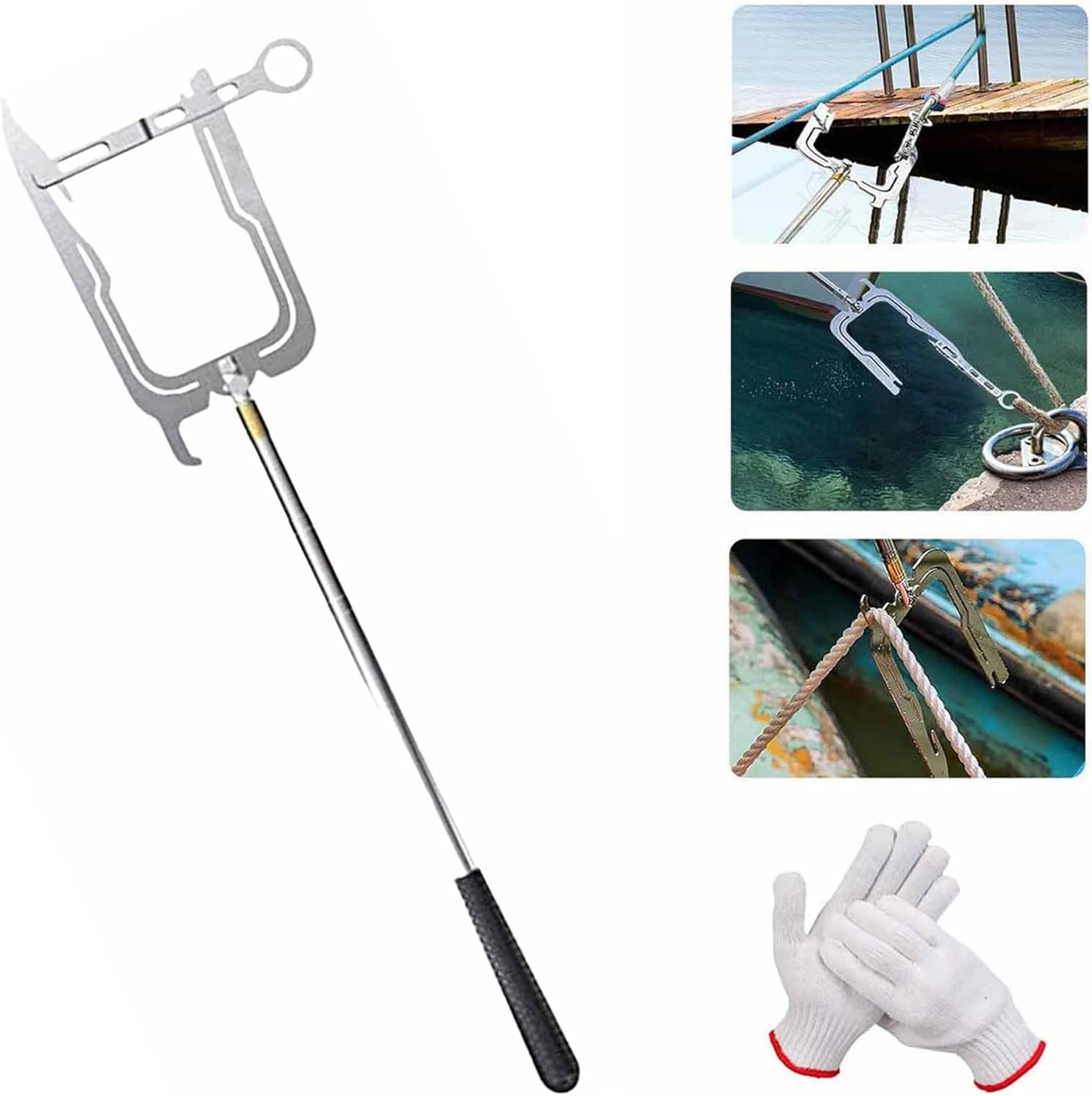 Telescoping Automatic Boat Dock Hook, Stainless Steel Dock Hook Cable ...