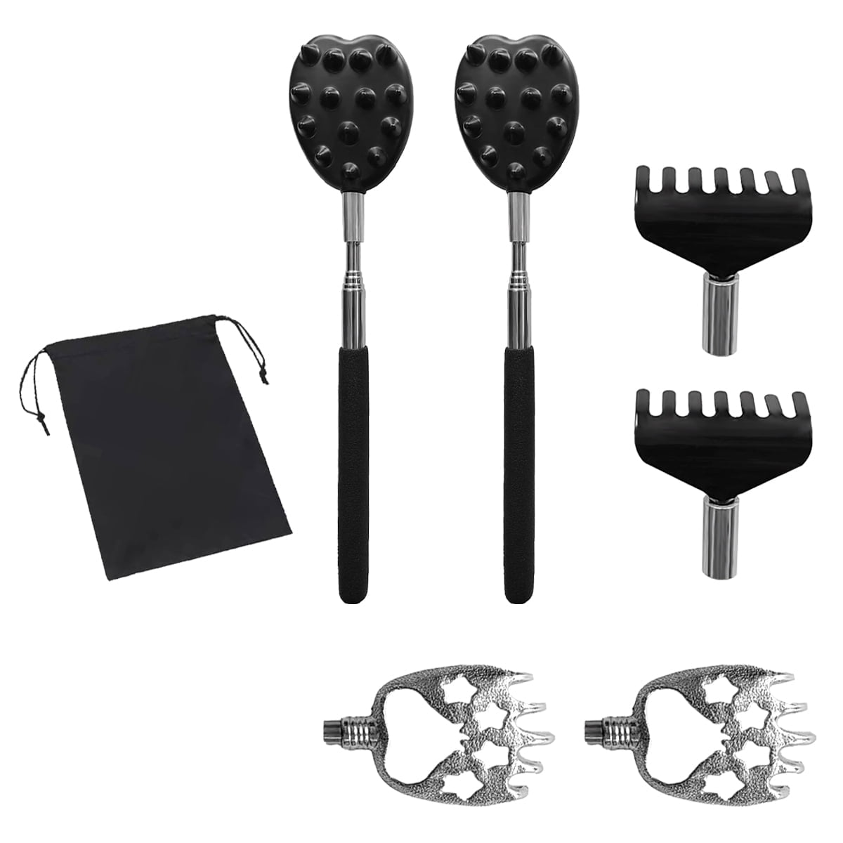 SUSWIM Telescoping Back Scratcher with 6Pcs Detachable Head, Extendable ...