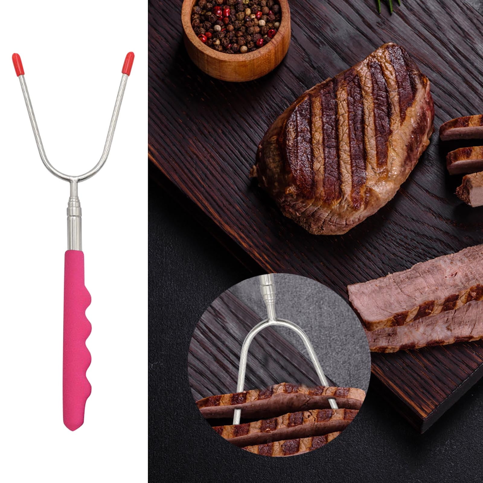 Telescoping Barbecue Fork,Stainless Steel Barbecue Meat Fork with ...