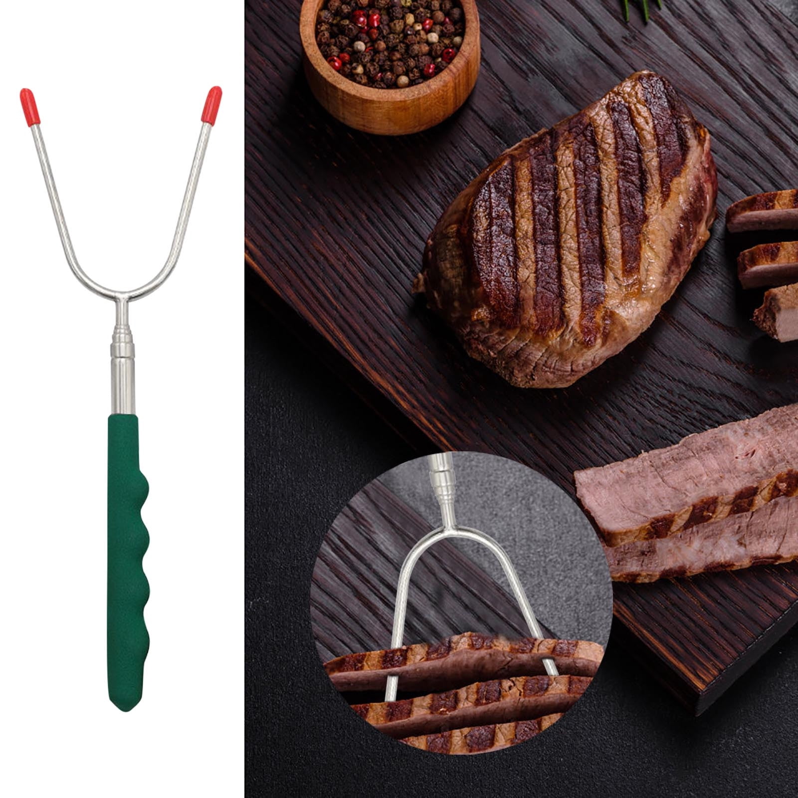 Telescoping Barbecue Fork,Stainless Steel Barbecue Meat Fork with ...