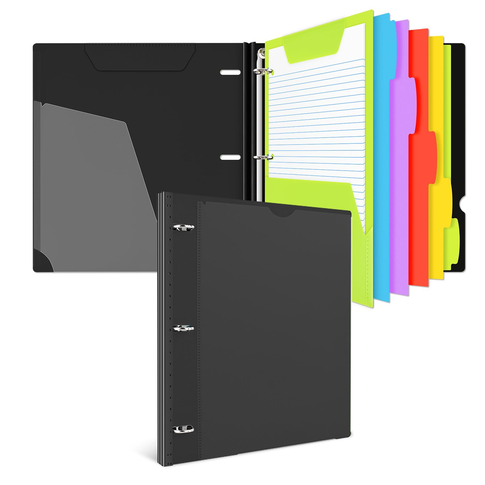 Refillable Telescoping Spine Binder, 3 Ring Notebook with Pocket Folder ...