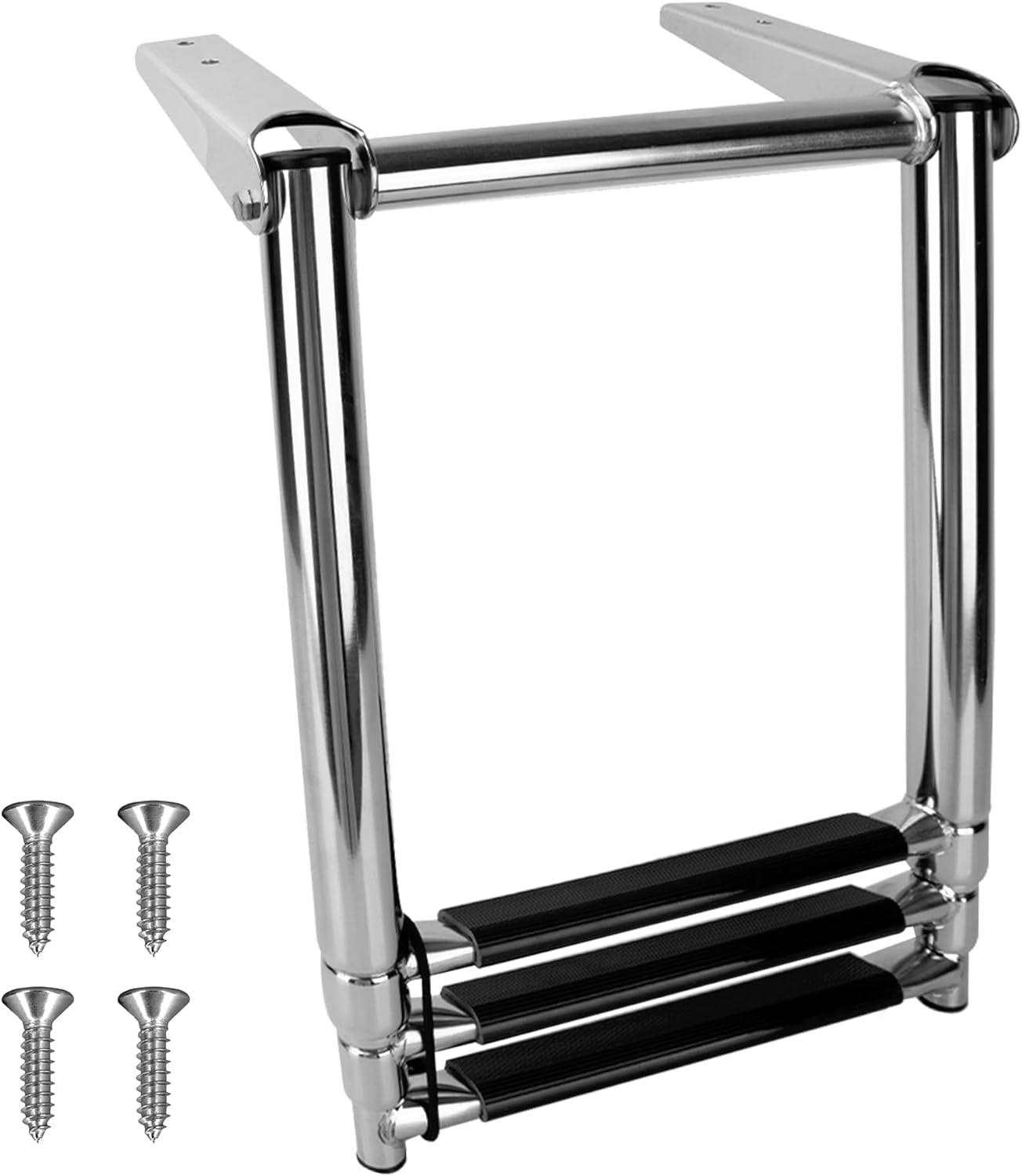 Telescoping Boat Ladders 3 Step Folding, Stainless Steel Boat Swim ...