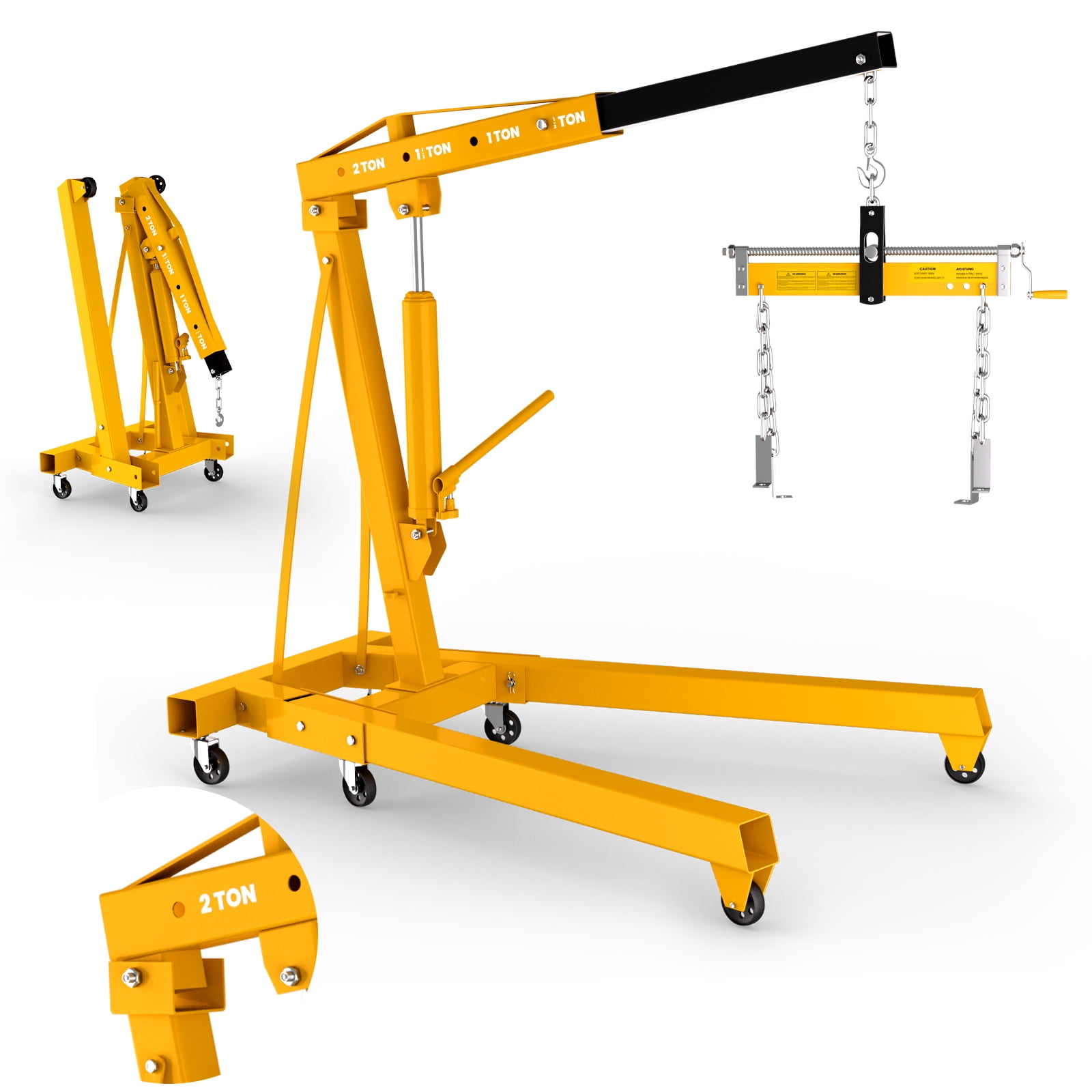 Telescoping Boom Hydraulic Folding Engine Hoist with Lever, 2 Ton/4400 ...