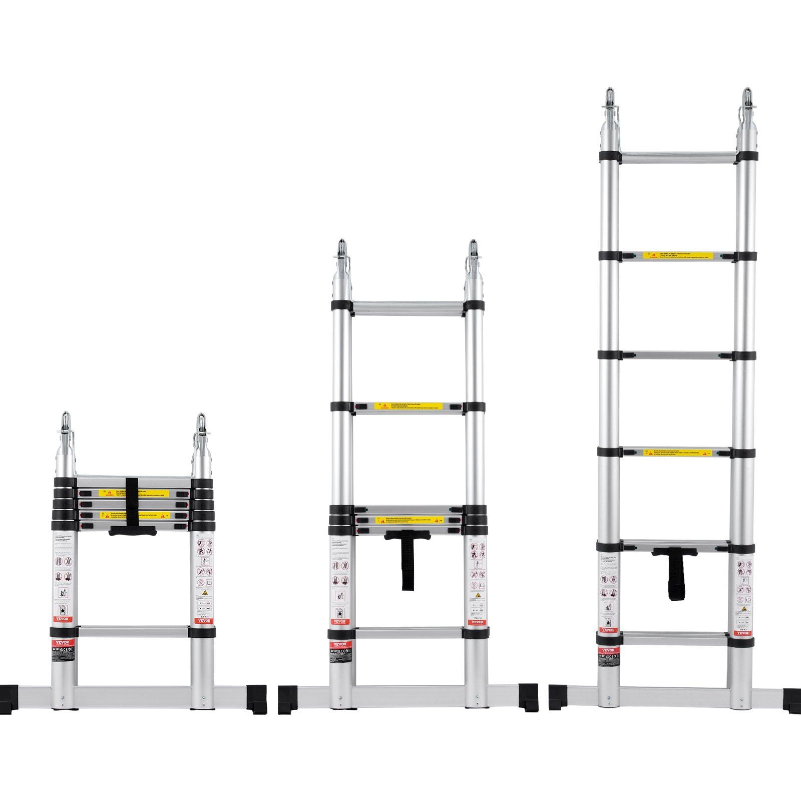 Telescoping Extension Ladder 12.5FT A-Shape w/ Stabilizer Bar for RV ...