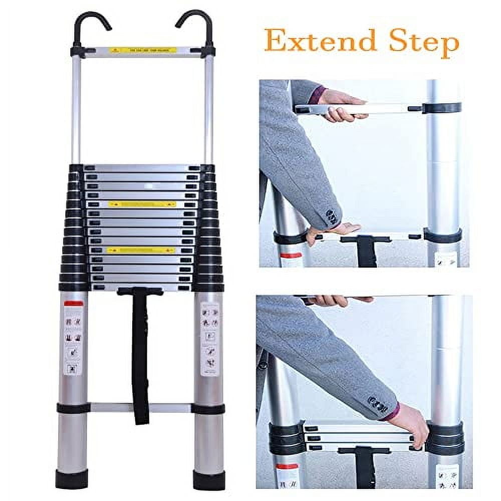 Telescoping Extension Ladder 14.4ft Aluminum Folding Telescopic Ladder ...