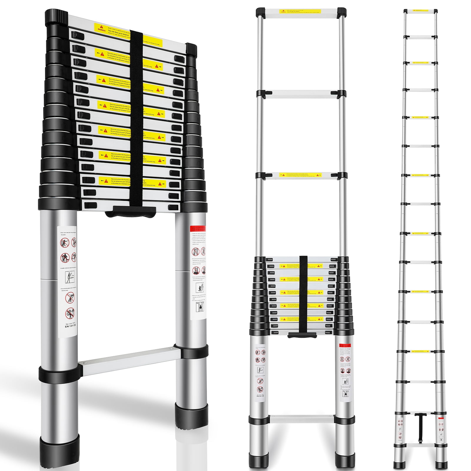Free Shipping! 20.3 FT Telescoping Ladder, Aluminum, Locking Mechanism ...
