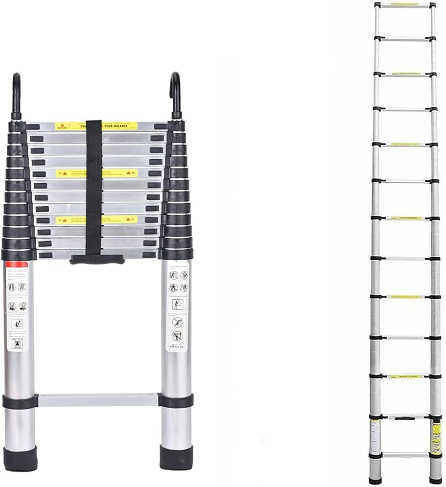 Telescoping Extension Ladder 5M/16.5ft Aluminium Extension Telescopic Ladder Multi-Purpose ...