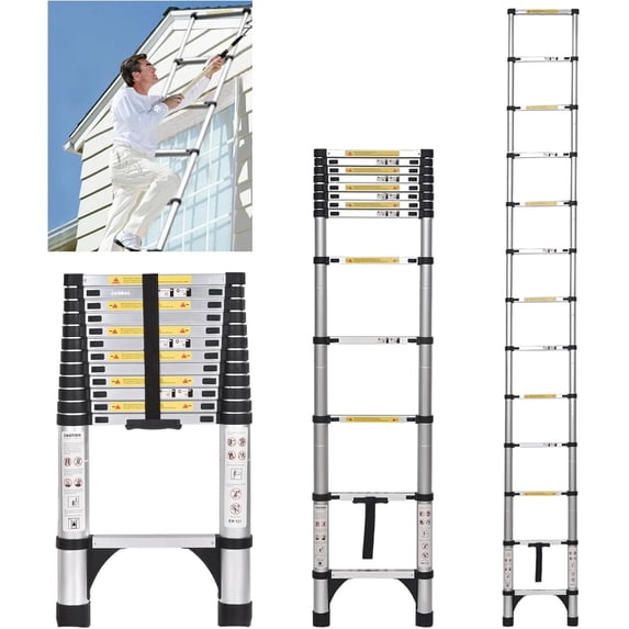 Telescoping FT Extension Ladder Aluminum Lightweight Telescopic Ladder ...