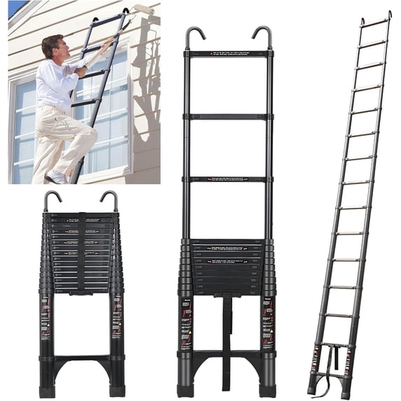 Telescoping FT Extension Ladder Aluminum Lightweight Telescopic Ladder ...