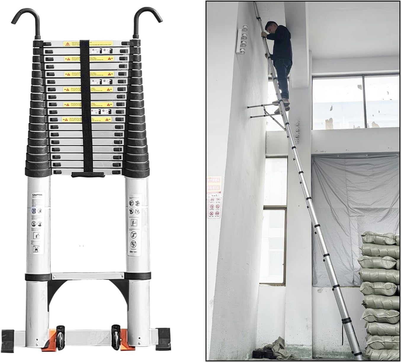 Telescoping FT Extension Ladder Aluminum Lightweight Telescopic Ladder ...