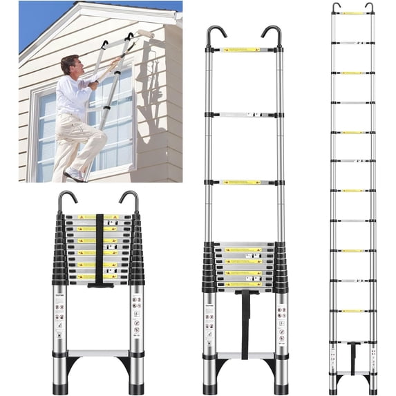 Telescoping FT Extension Ladder Aluminum Lightweight Telescopic Ladder ...