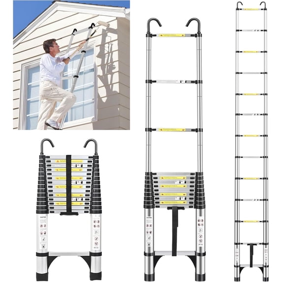 Telescoping FT Extension Ladder Aluminum Lightweight Telescopic Ladder ...