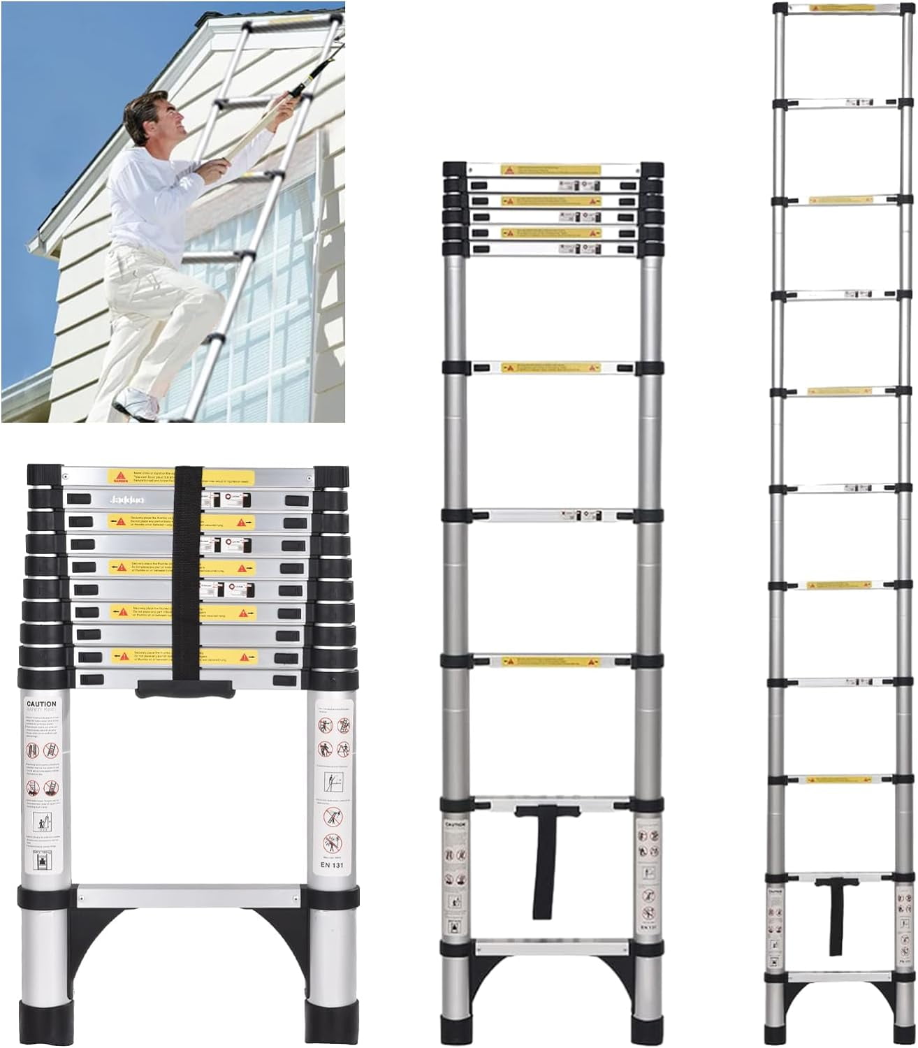 Telescoping Ladder 10.5 FT Extension Ladder Aluminum Lightweight ...