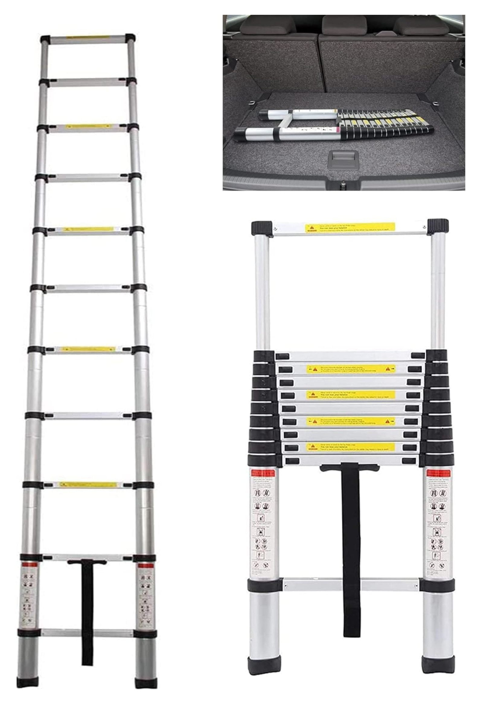 Telescoping Ladder 10.5FT Aluminum, Heavy Duty Collapsible Extension ...