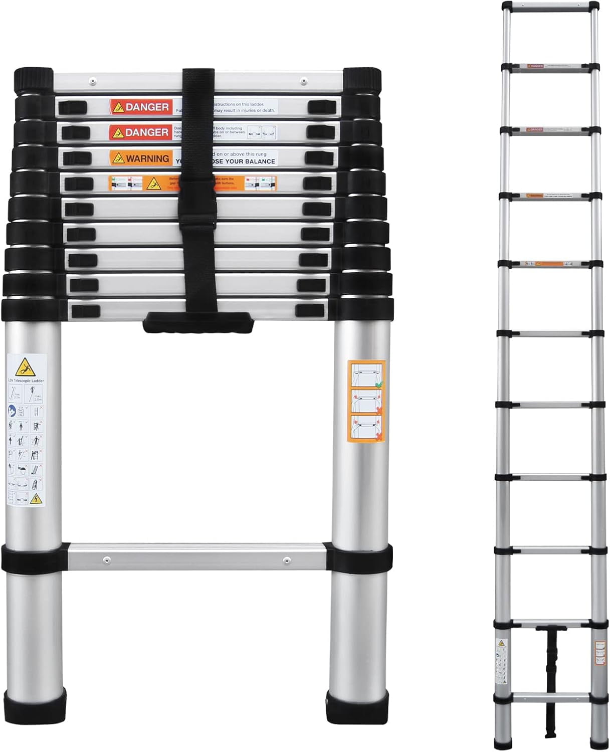 Telescoping Ladder 10.5ft Aluminum Folding Ladder 330lbs Max Load ...