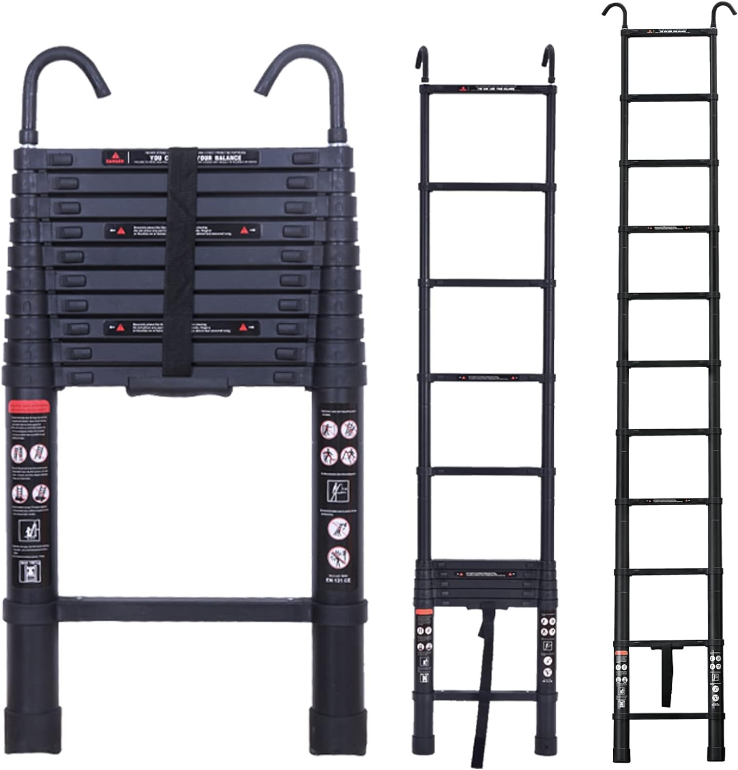 Telescoping Ladder 10.5ft Aluminum Telescopic Extension Ladder ...
