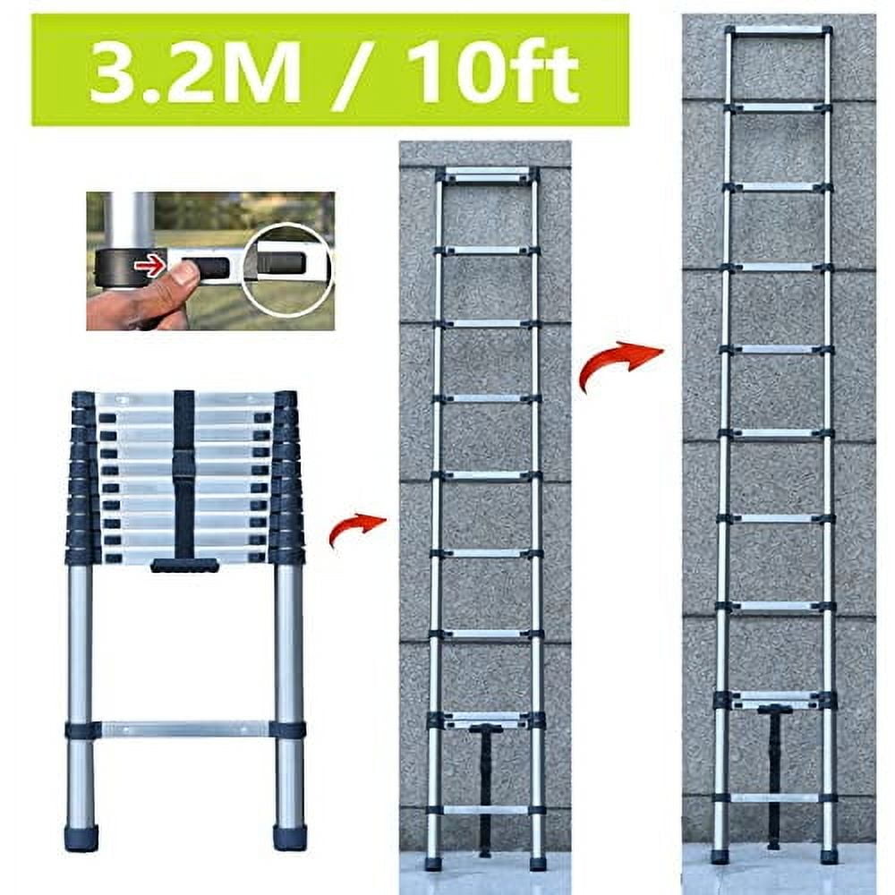 Telescoping Ladder 10 FT Step Ladder Stainless Steel Telescopic ...