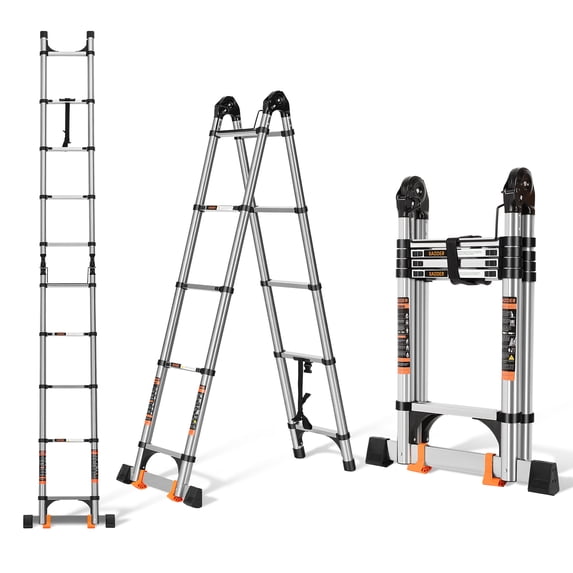 Telescoping Ladder 12.5 FT A Frame, Extension Multi-Purpose with ...