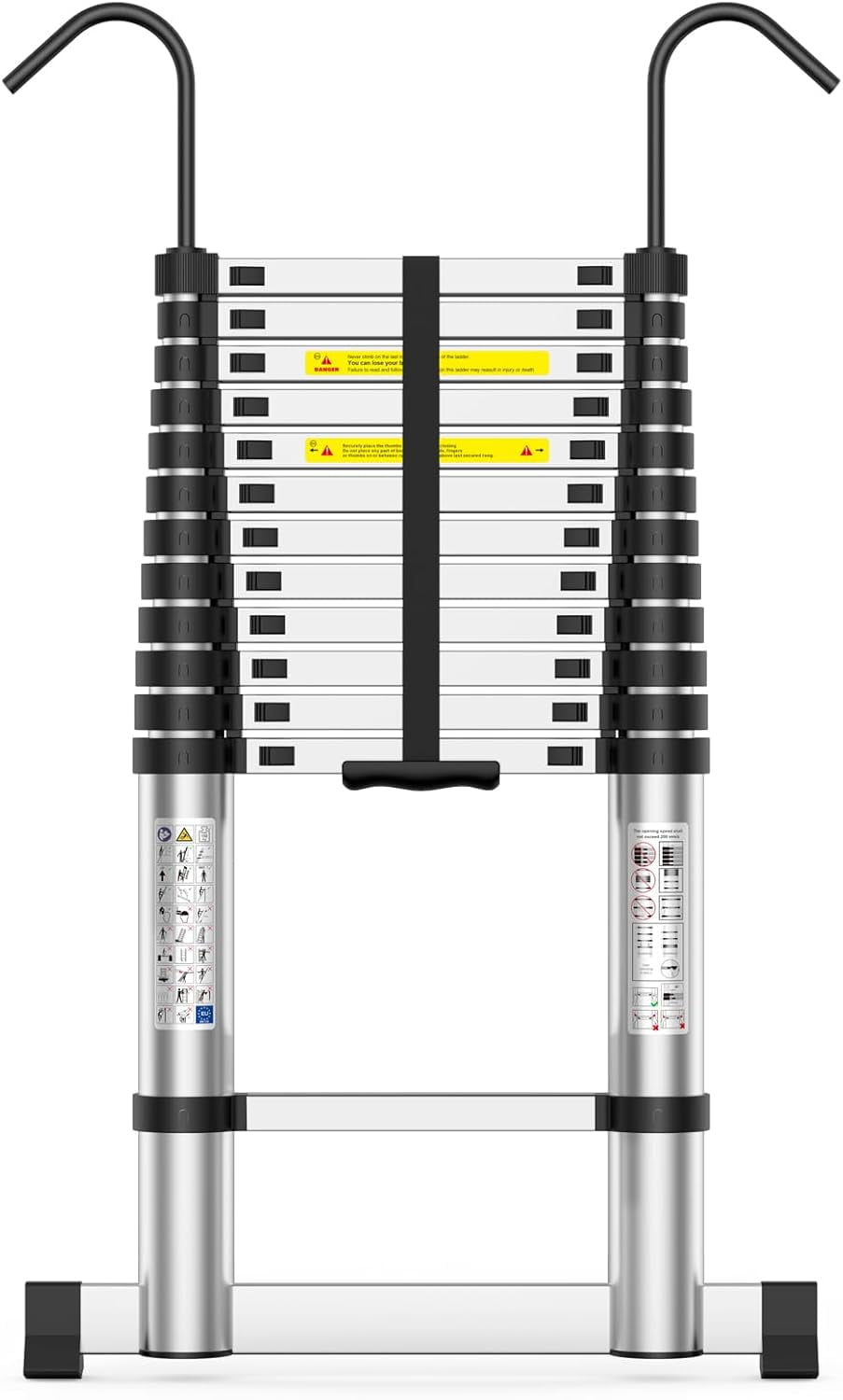 Telescoping Ladder,12.5 FT Extension Ladder, Heavy Duty 330lbs Max ...