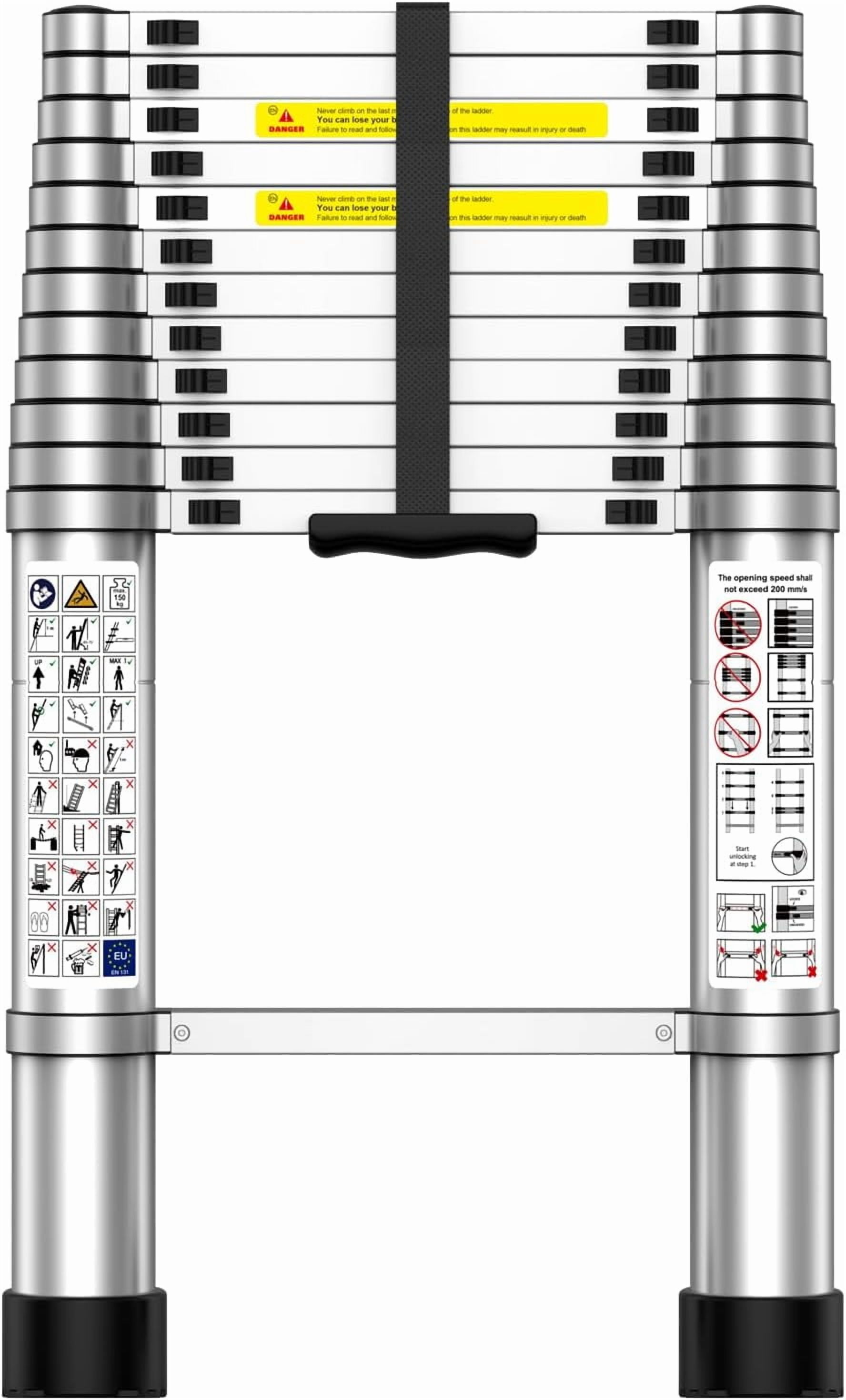 Telescoping Ladder,12.5 FT Extension Ladder, Heavy Duty 330lbs Max ...